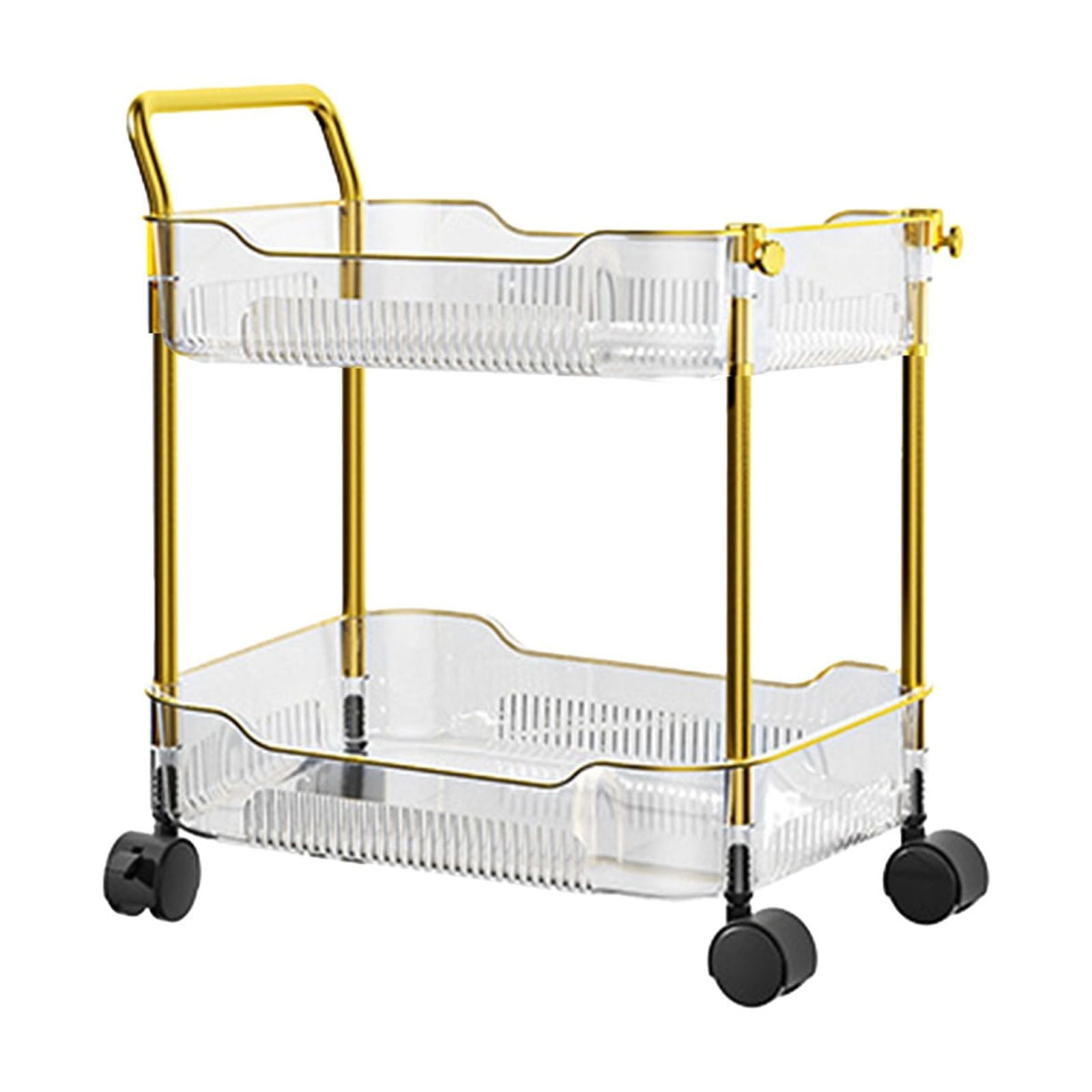 Two Tier Transparent Rolling Cart with Wheels A Practical Cart with ...