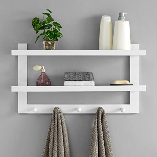 Two-Tier Wall Shelf with Hooks – Organize Your Home with Simple Style ...