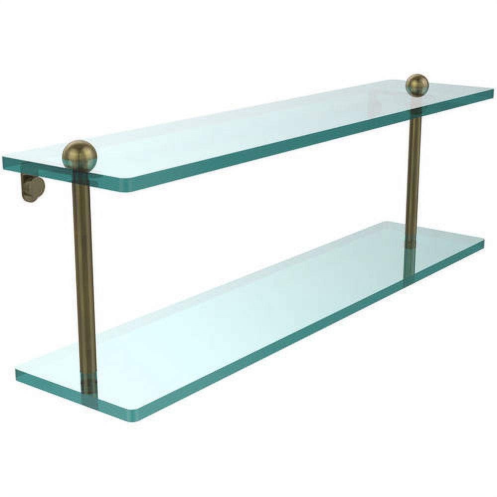 Two Tiered Glass Vanity Shelf with Beveled Edges - Antique Brass / 22 ...