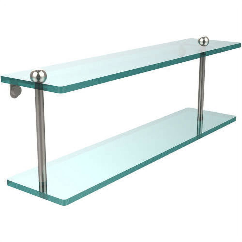 Two Tiered Glass Vanity Shelf with Beveled Edges - Polished Nickel / 22 ...