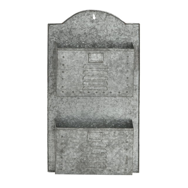 Two Tiered Metal Galvanize Wall Pocket With Letterbox Design - Walmart.com
