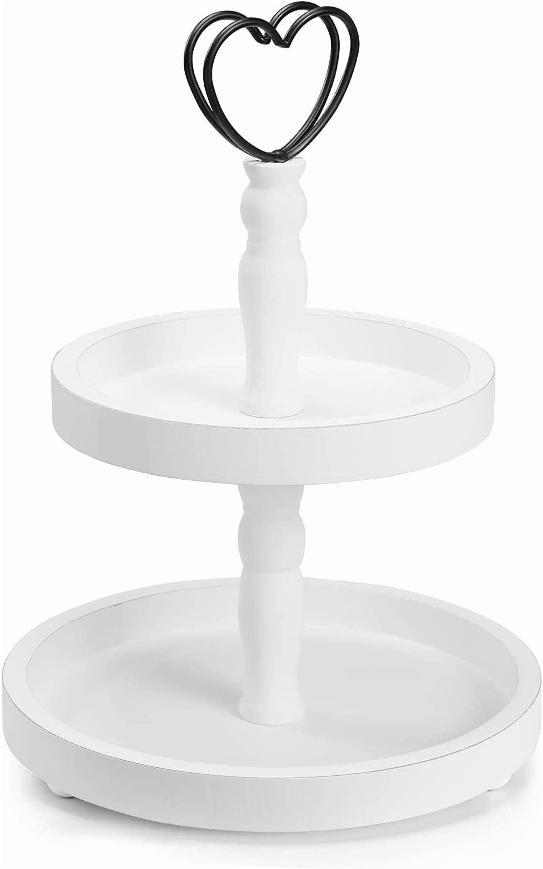 Two Tiered Tray Stand, White Tiered Decorative Tray for Vintage Decor ...