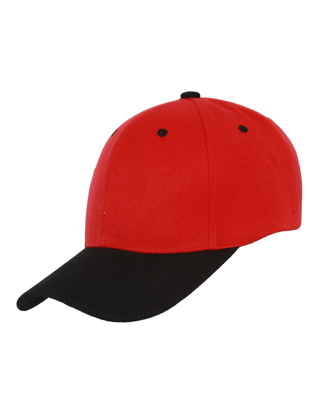 Two-Tone Adjustable Baseball Cap, Red Black - Walmart.com