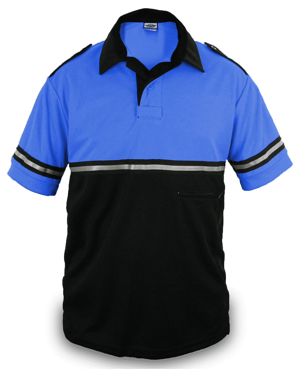 Two Tone Bike Patrol Shirt with Zipper Pocket - Royal Blue and Black ...