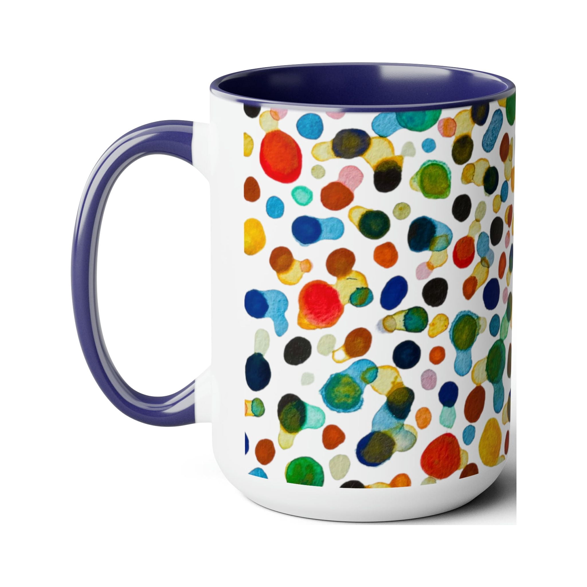 Two-Tone Coffee Mugs, 15oz, multicolor art, abstract dots.Watercolor ...