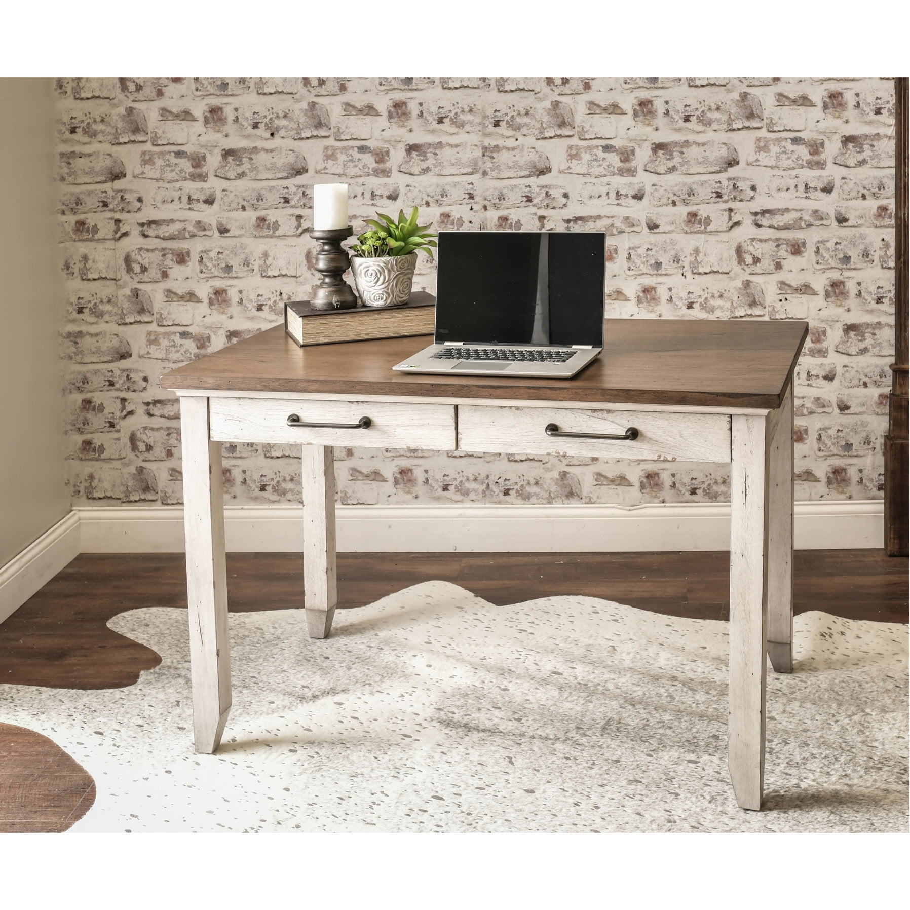 Two - Tone Color + Distressed Details - Home Office Desk or Sofa Table ...