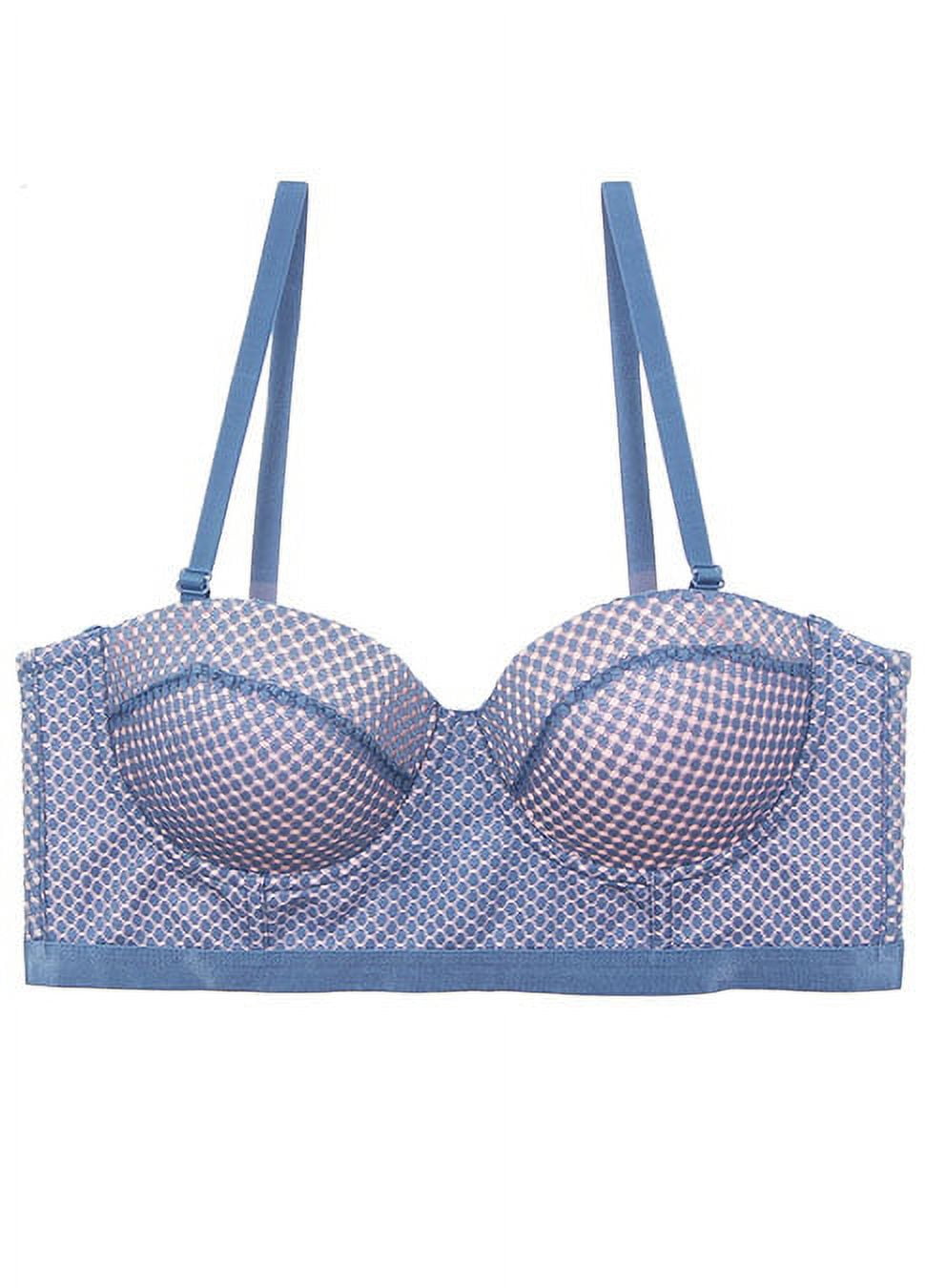 Two Tone Demi Cup Bra With Geometric Mesh Overlay - Walmart.com