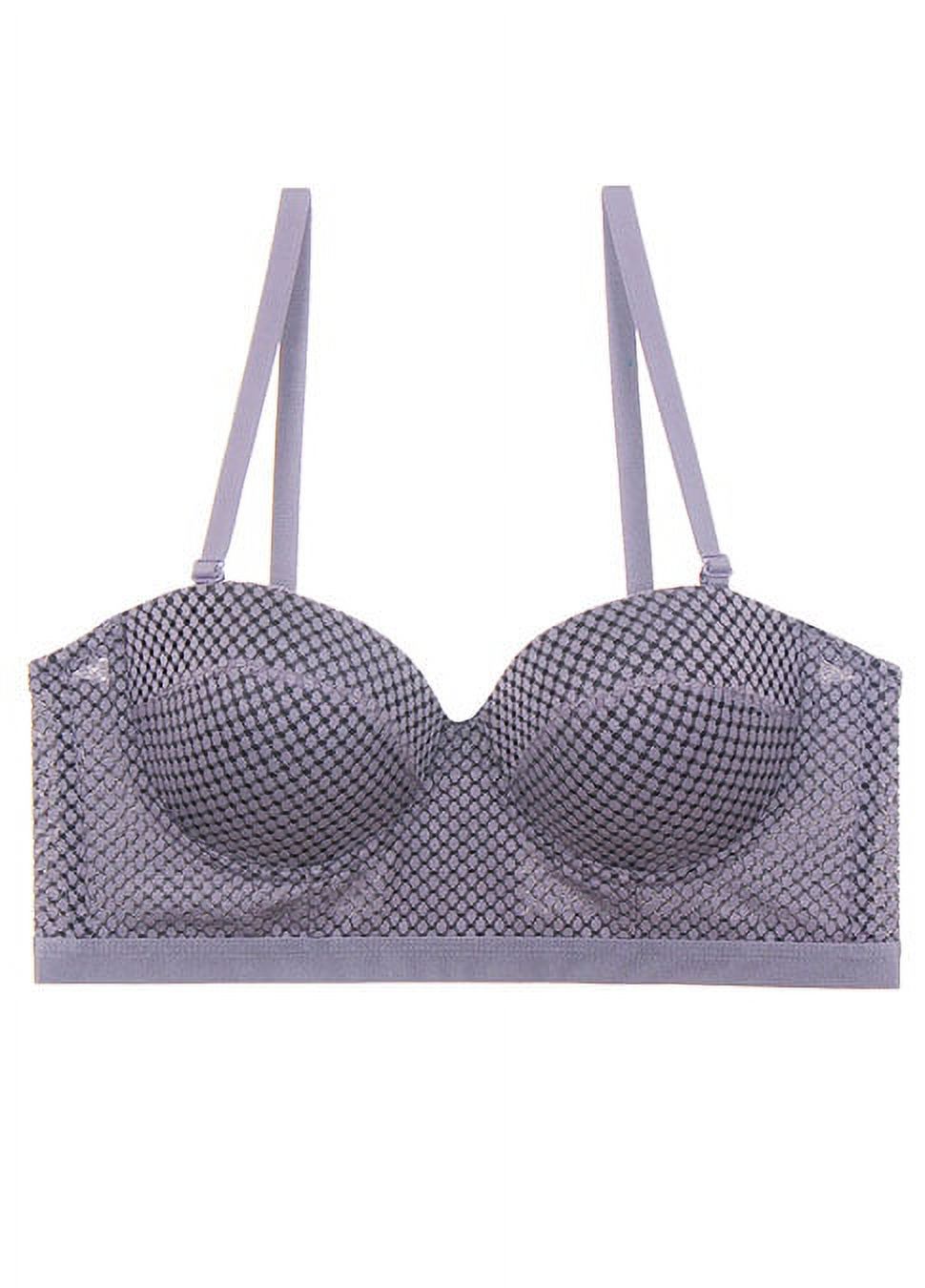 Two Tone Demi Cup Bra With Geometric Mesh Overlay - Walmart.com
