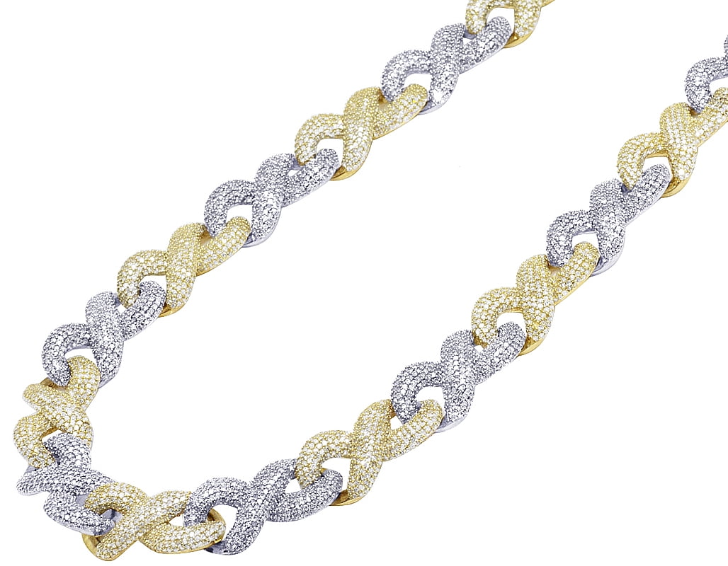 Two-Tone Gold Infinity Cuban Diamond Chain 19.75CT 12MM 18" - Walmart.com
