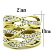 IP Gold(Ion Plating) Stainless Steel Ring with AAA Grade CZ in Clear ...