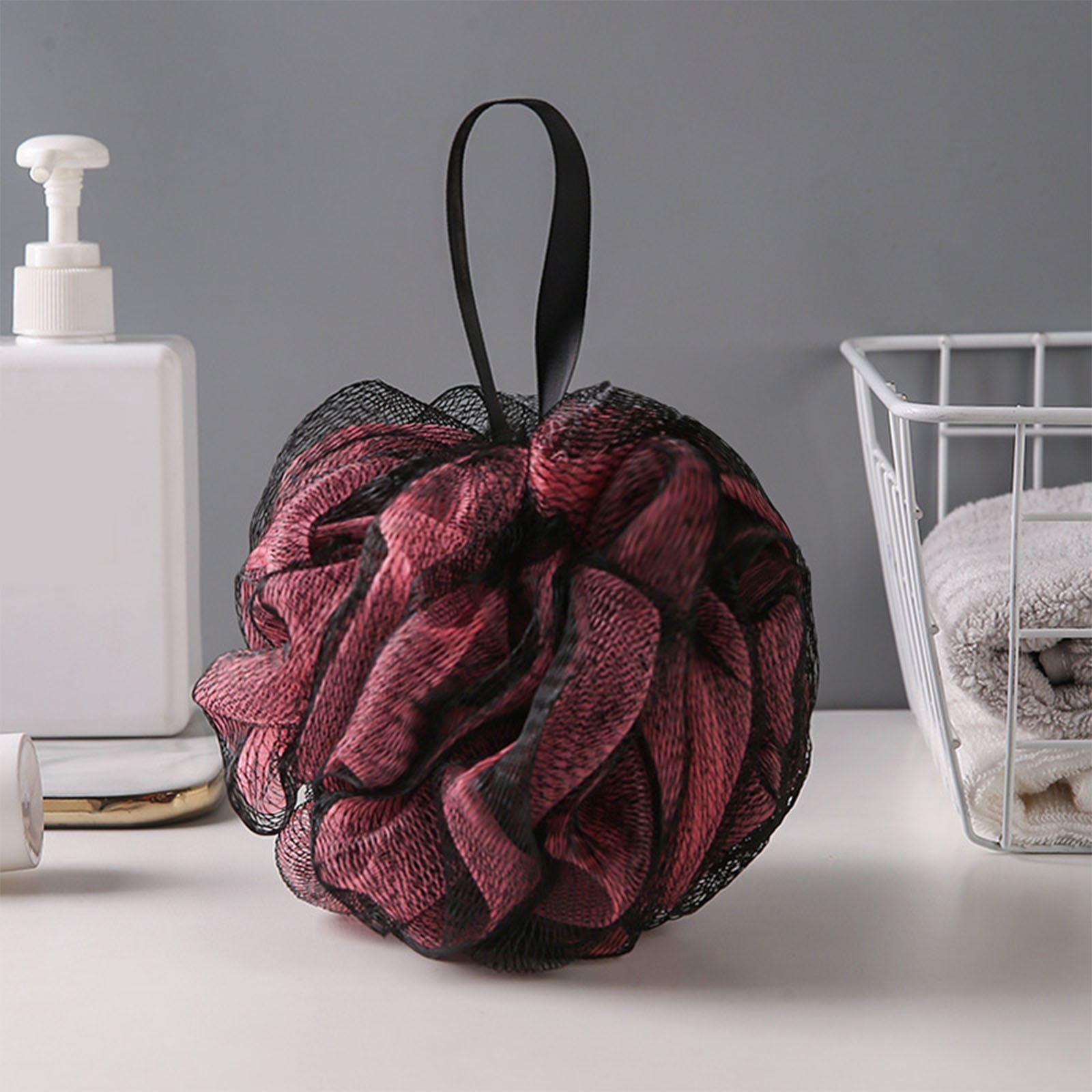 Two-Tone Soft & Fluffy Adult Bath Back Scrubber - 16x15cm PE Mesh Bath ...