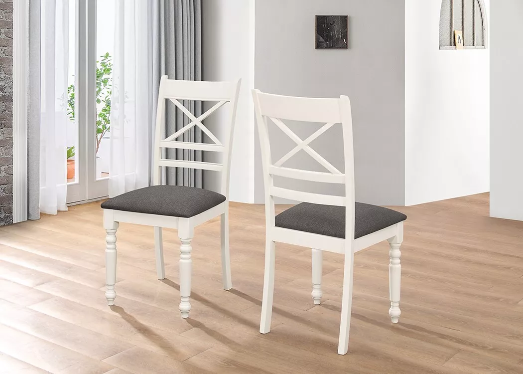 Two Tone Wooden Dining Chair Set of 4, Open X-Back Dining Room Chair ...