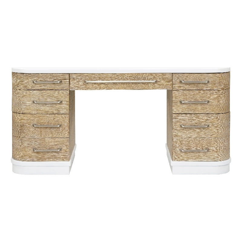 Two-Toned 7 Drawer Wood Writing Desk in Natural & White by Pulaski ...