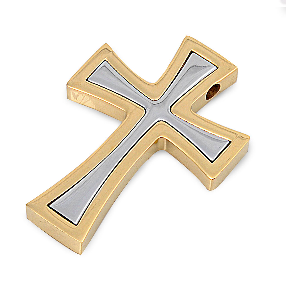 Two Toned Cross Pendant Stainles Steel - Walmart.com