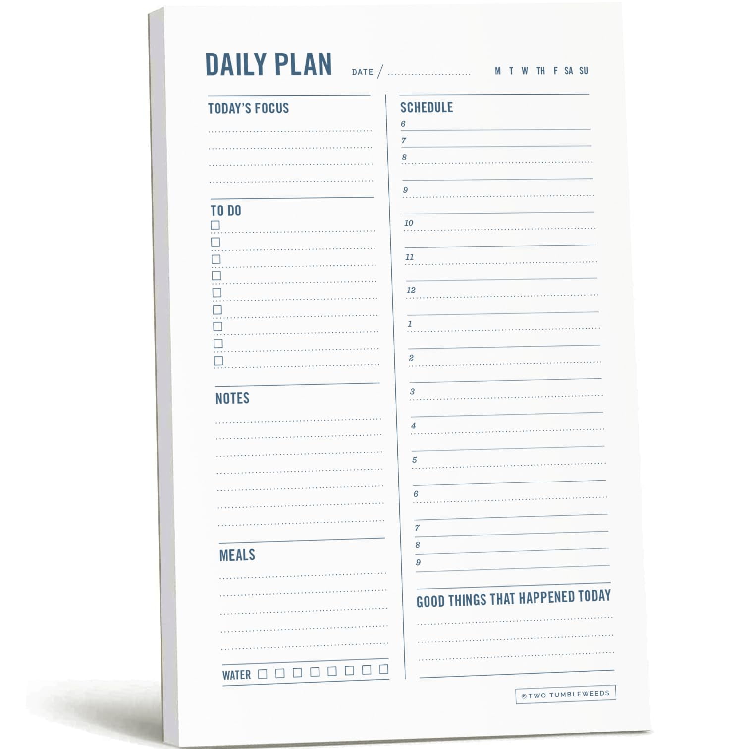 Two Tumbleweeds Daily Planner Notepad with Hourly Schedule - ADHD ...