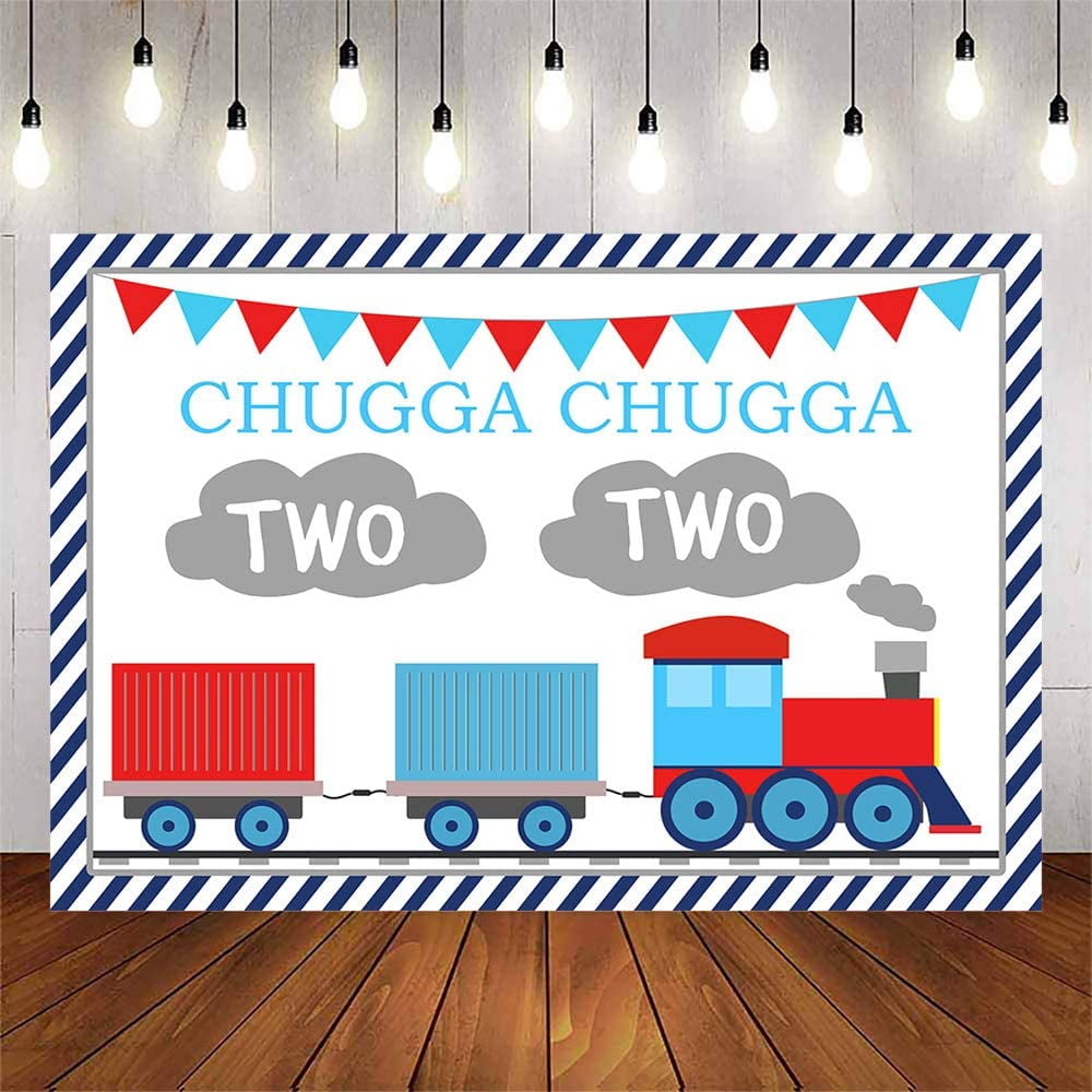 Two Two Party Backdrop Train Second Birthday Photo Background Boy ...