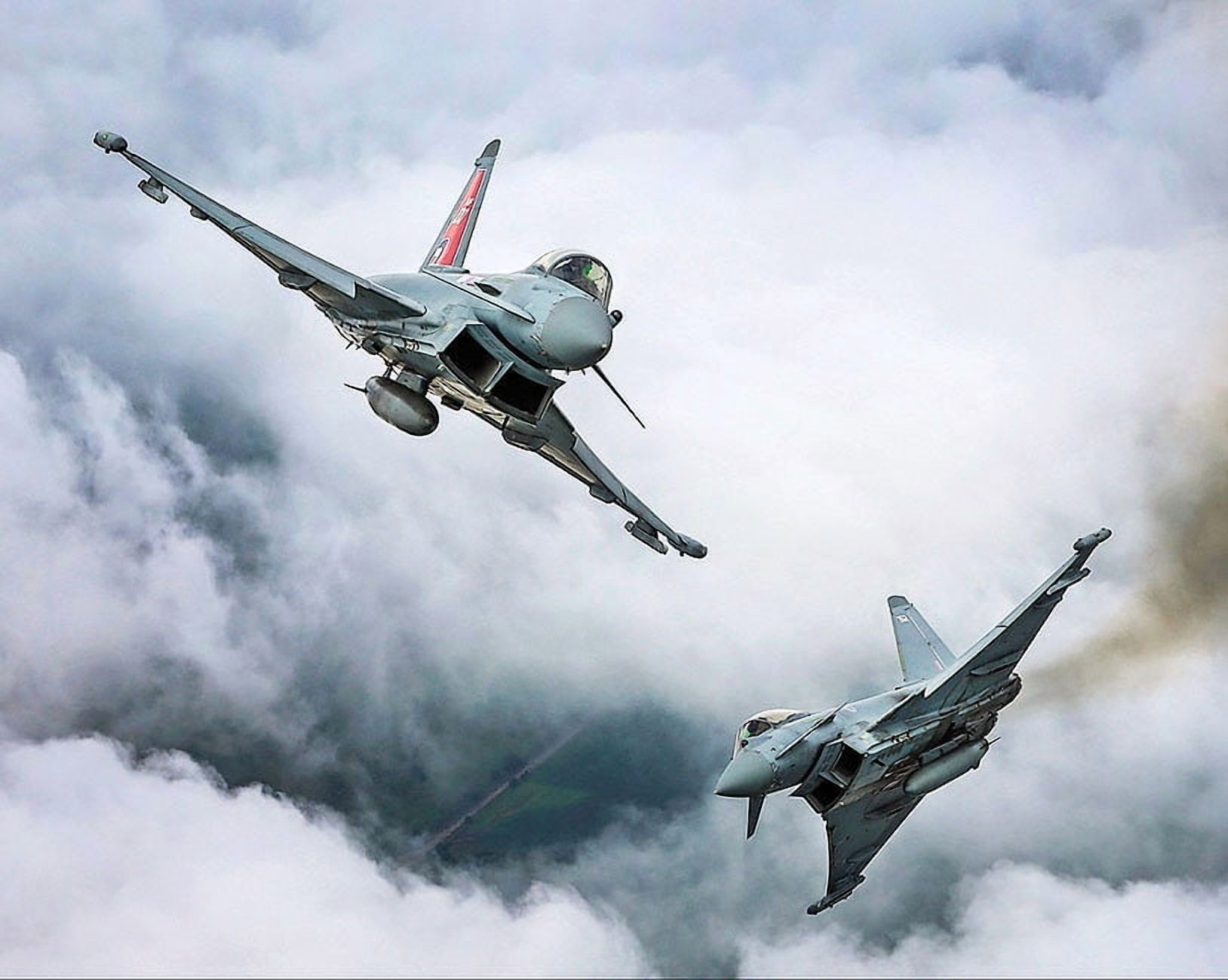 Two Typhoon FGR4 Aircraft in Flight Royal Air Force - 24x36 Inch Glossy ...