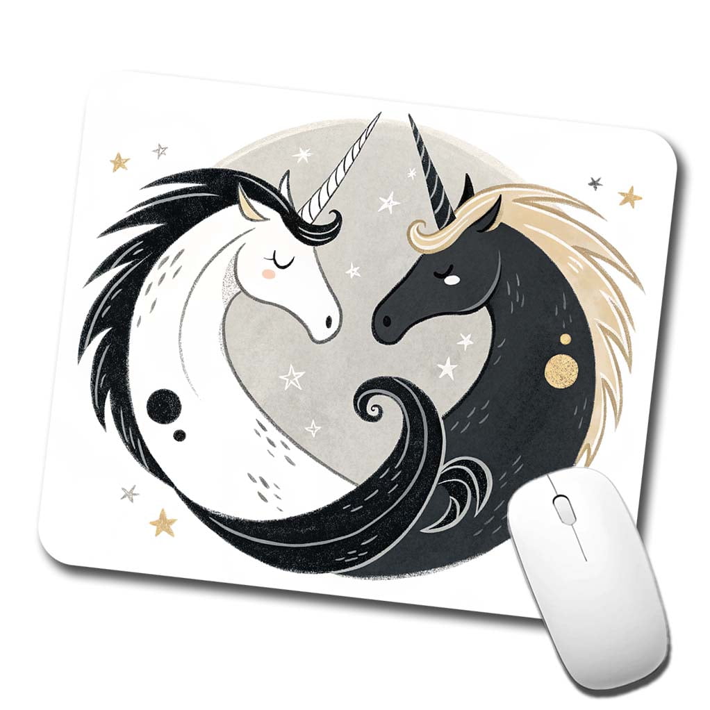 Two Unicorns Yin Yang Black White Mouse Pad Low Profile Gaming Mat ...