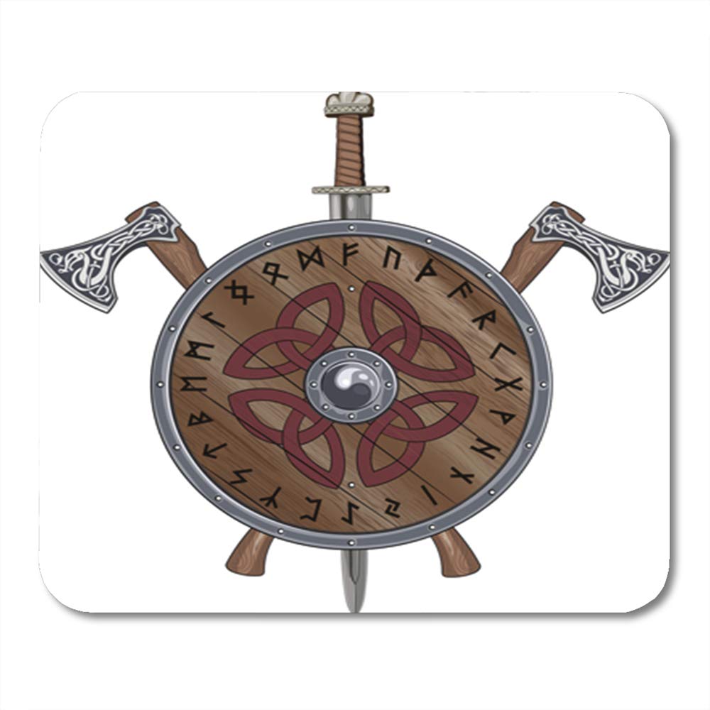 Two Viking Axe Sword End Shield Decorated Scandinavian Runes and ...