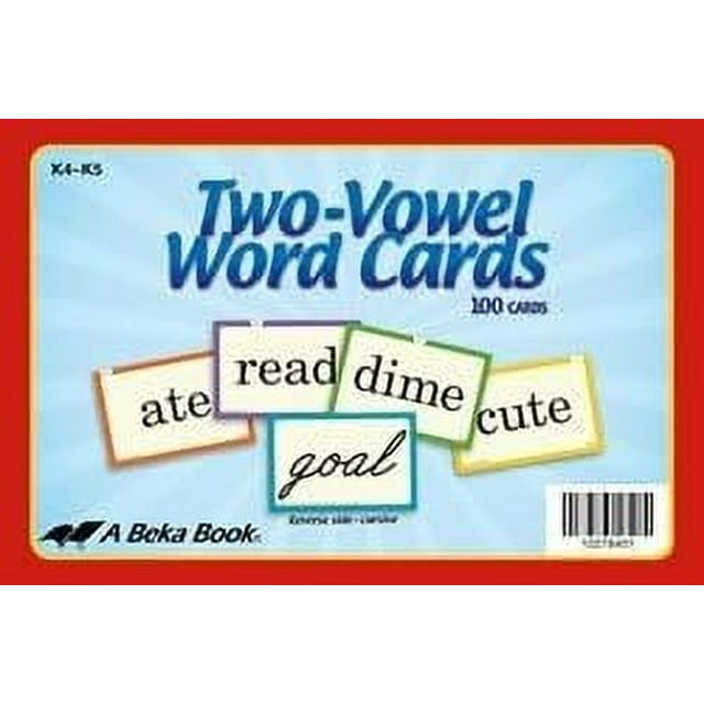 Two-Vowel Word Cards - Abeka 4 to 5 Year Old Kindergarten Phonics ...