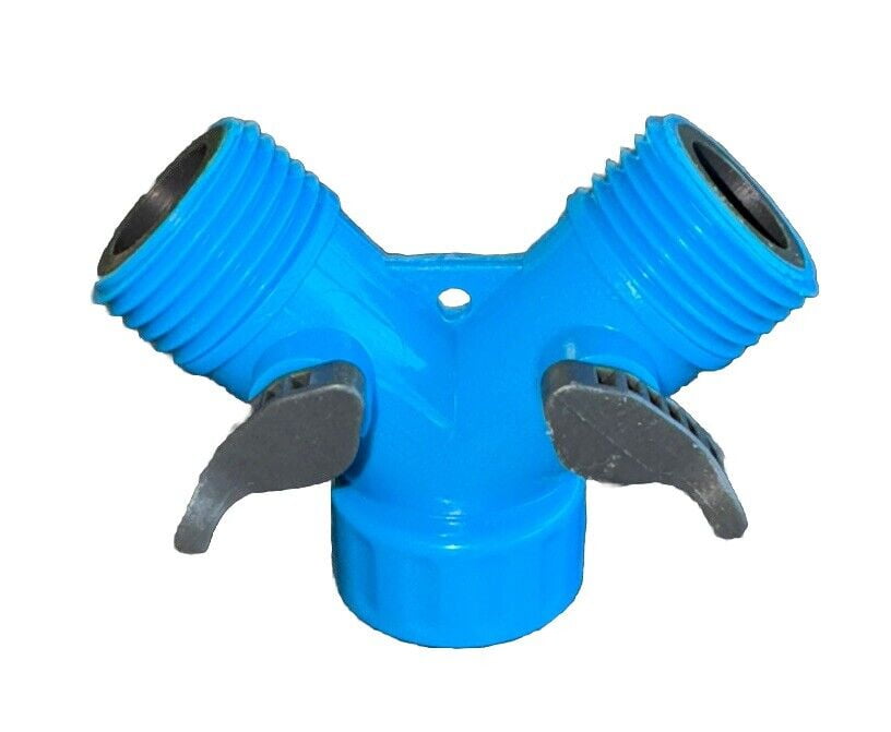Two-Way 2-Way Shutoff Water Garden Hose Y Connector Splitter On Off ...