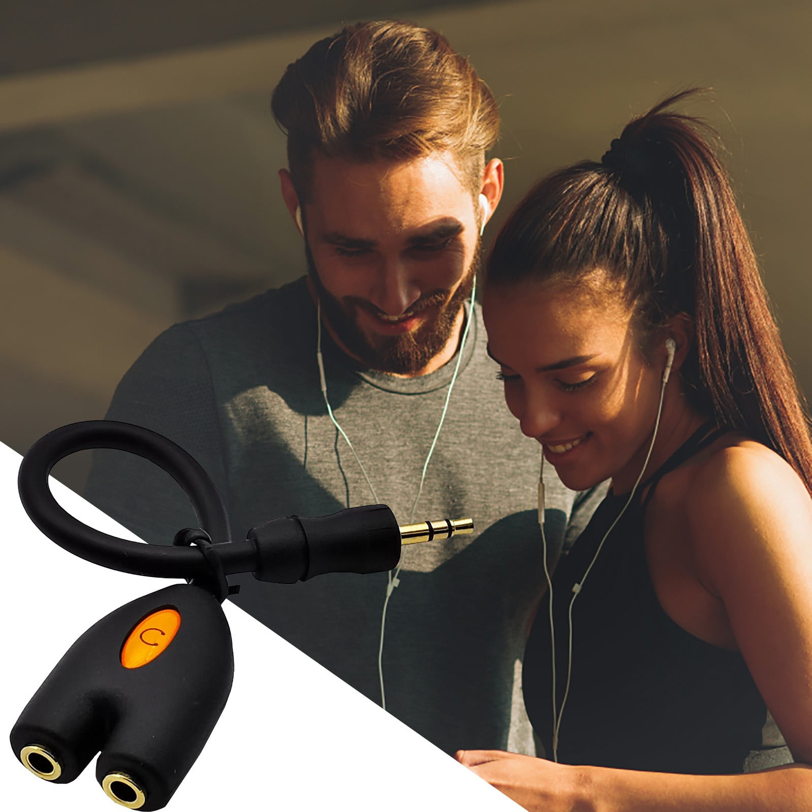 Two Way 3.5mm Dual Headphone Jack Splitter AUX Stereo Earphone Earbuds ...
