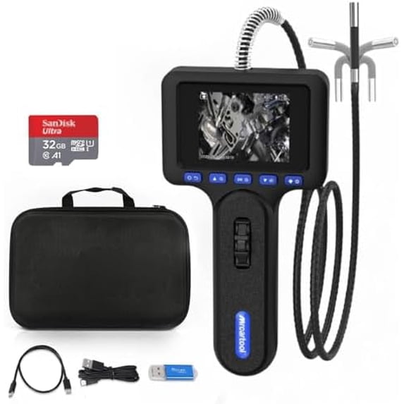 Two-Way Articulating Borescope,4'' HD Screen Endoscope Camera with ...