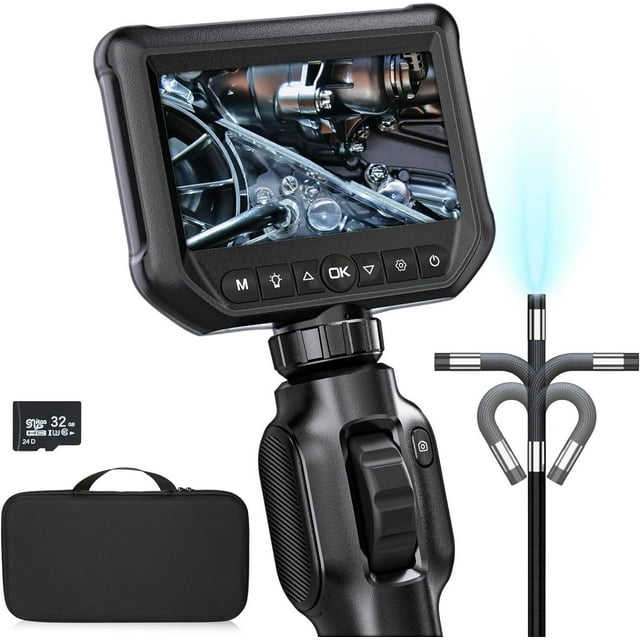 Two-Way Articulating Borescope Endoscope Camera Inspection +LED Light 32GB Card - Walmart.com