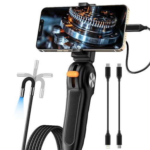 Two-Way Articulating Borescope with Light for iPhone and Andriod Users ...