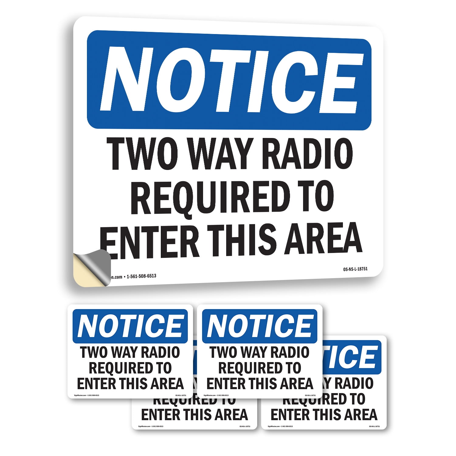 Two Way Radio Required To Enter This Area OSHA Notice Vinyl Decal Label ...