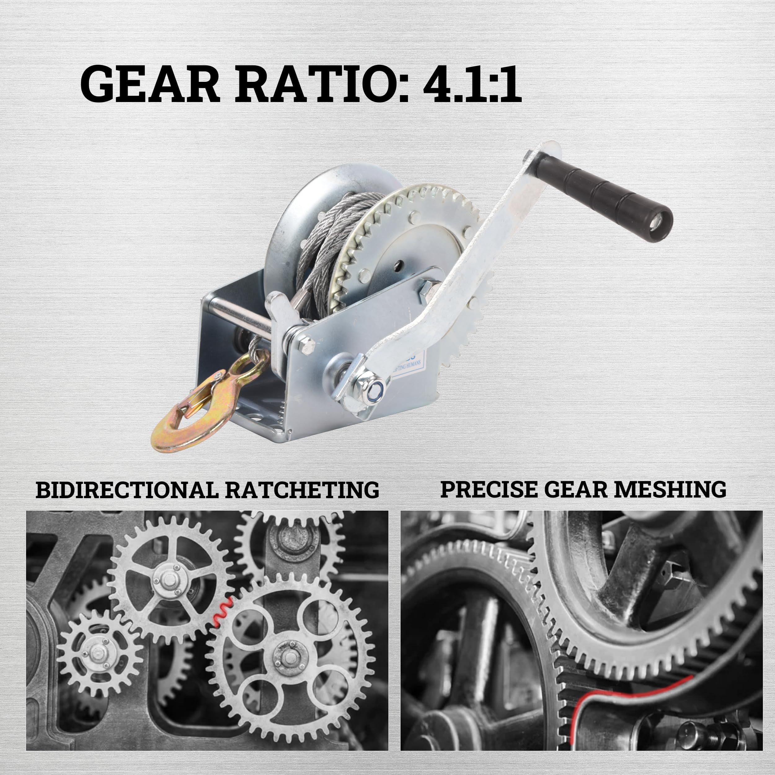 Two Way Ratchet Hand Winch 1200lbs, Heavy Duty Boat Trailer Winch with ...