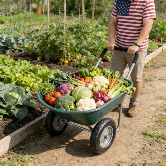 Two Wheeled Garden Wheelbarrow 15 Inch Pneumatic Wheel WB189BL ABS ...