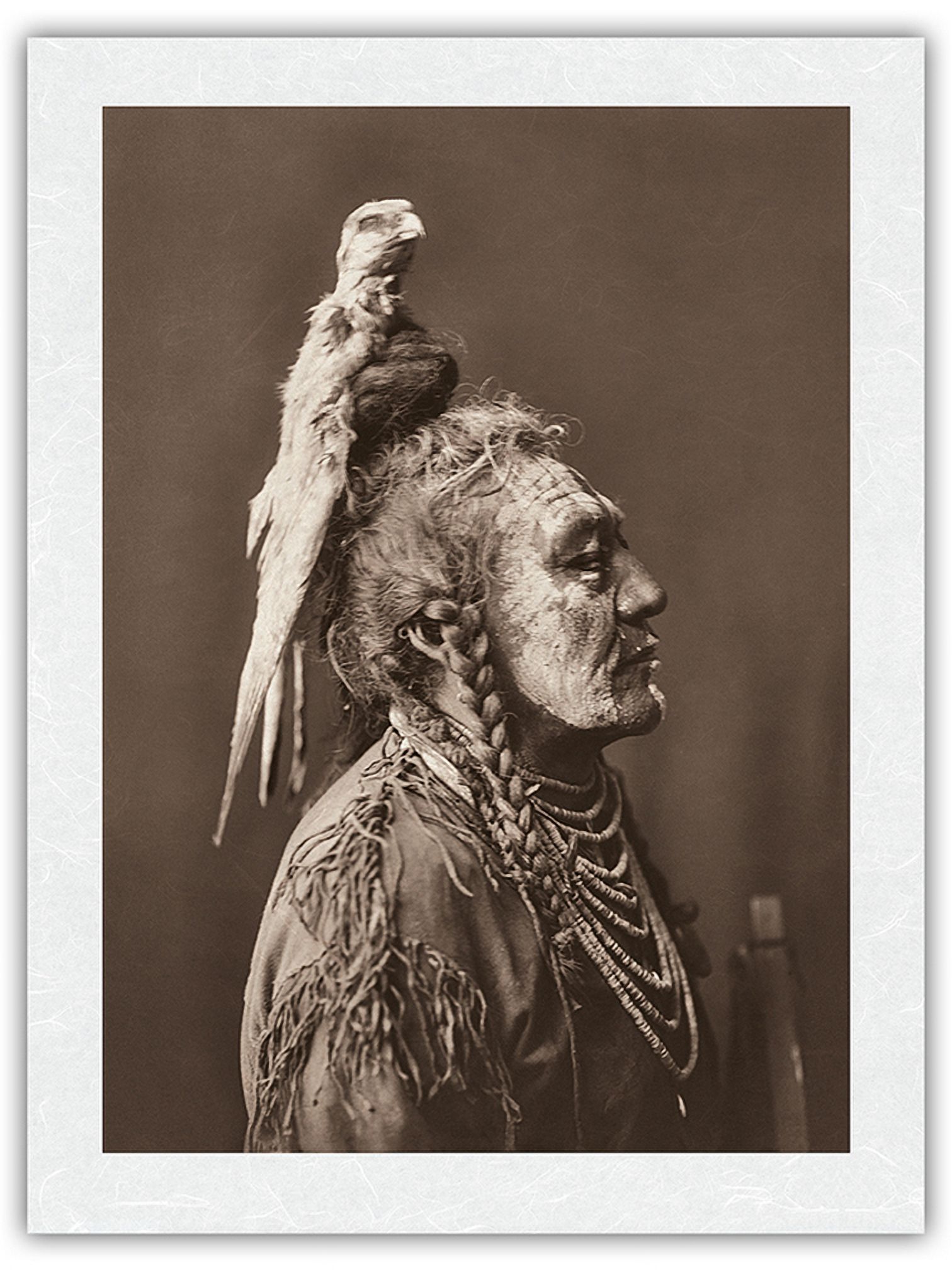 Two Whistles - Apsaroke Man in Medicine Hawk Headdress - Vintage B&W ...