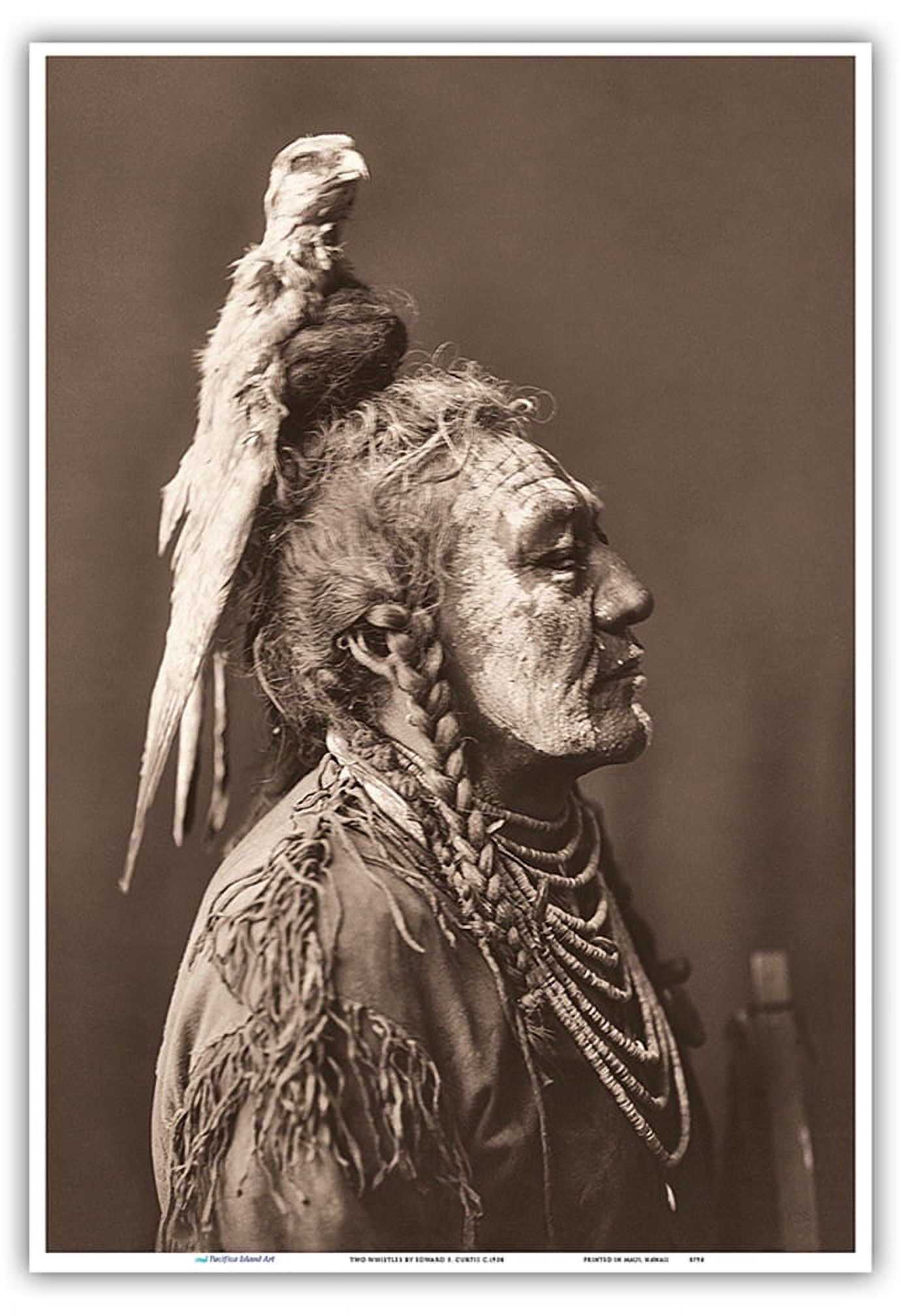Two Whistles - Apsaroke Man in Medicine Hawk Headdress - Vintage B&W ...