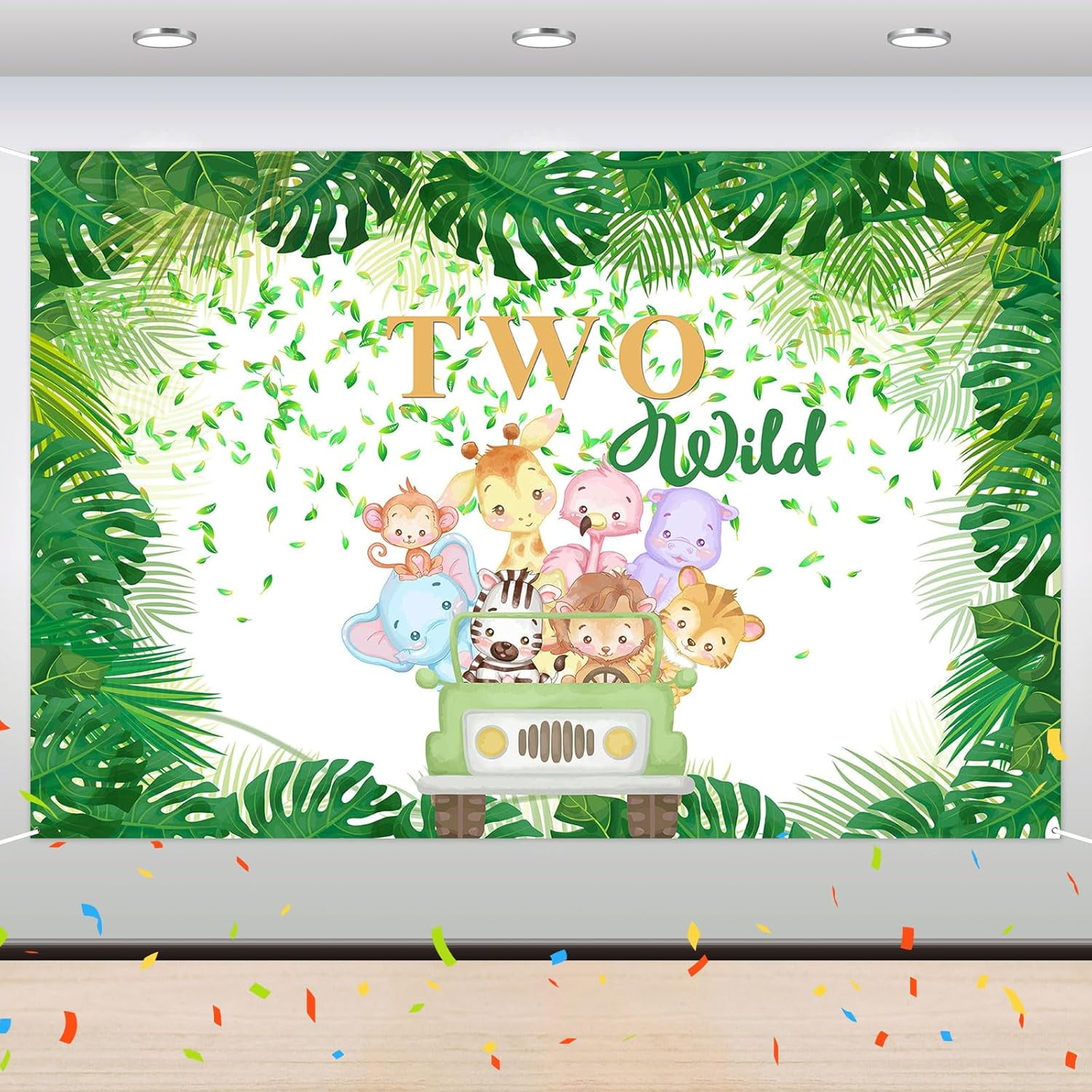 Two Wild Backdrop Banner Boy Girl 2nd Birthday Baby Shower Party ...