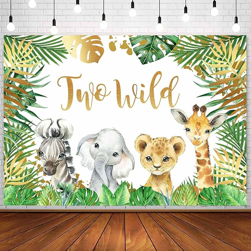 Two Wild Backdrop for Boy Jungle Safari Animals 2nd Birthday ...