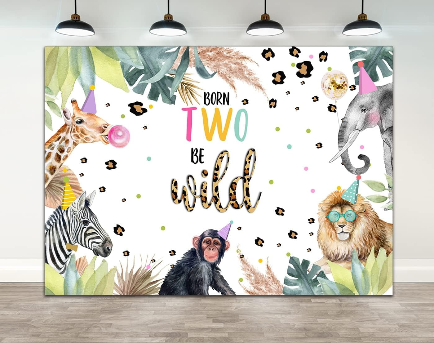 Two Wild Backdrop for Girl Jungle Safari Animals 2nd Birthday Party ...