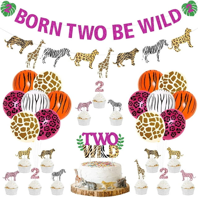 Two Wild Birthday Decorations Girl Safari - Jungle Theme 2nd Birthday ...