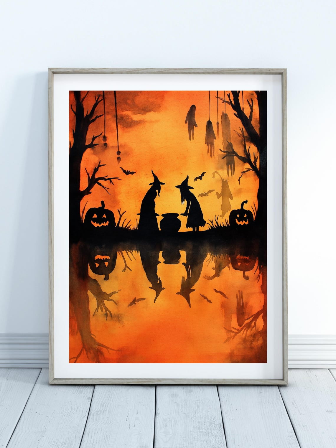 Two Witches Art Poster - Witches Making Potions In Cauldron, Witch ...
