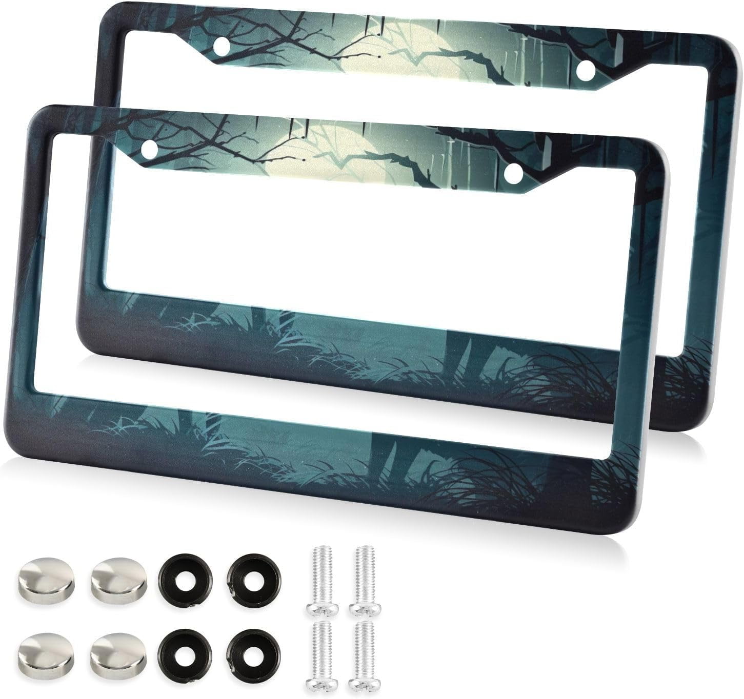 Two Wolves License Plate Frame, Aluminum Car Tag Frames, 2 Pack ...
