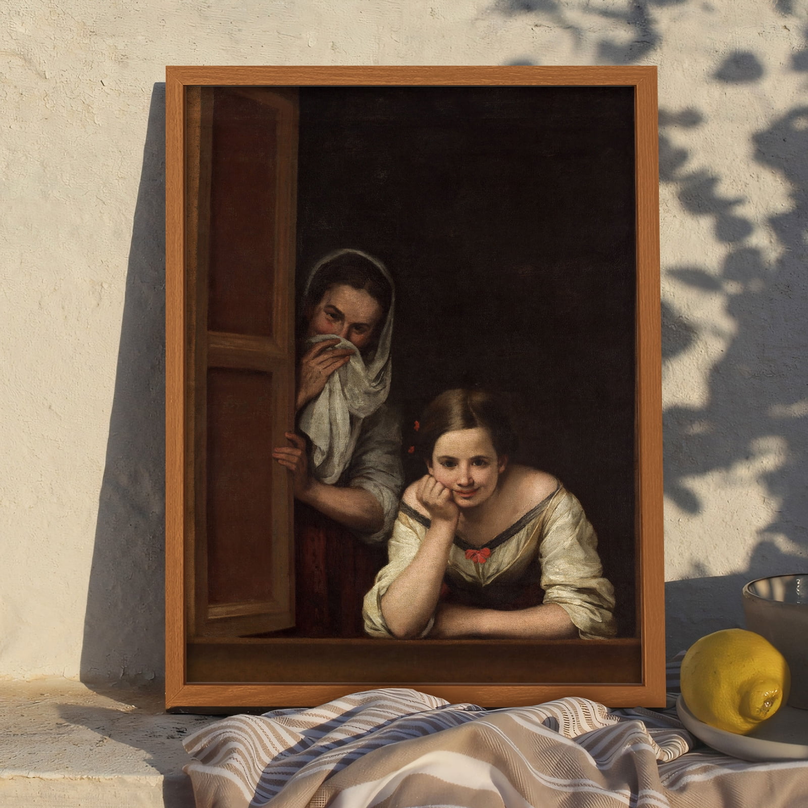 Two Women at a Window by Bartolome Esteban Murillo, Framed Wall Art ...
