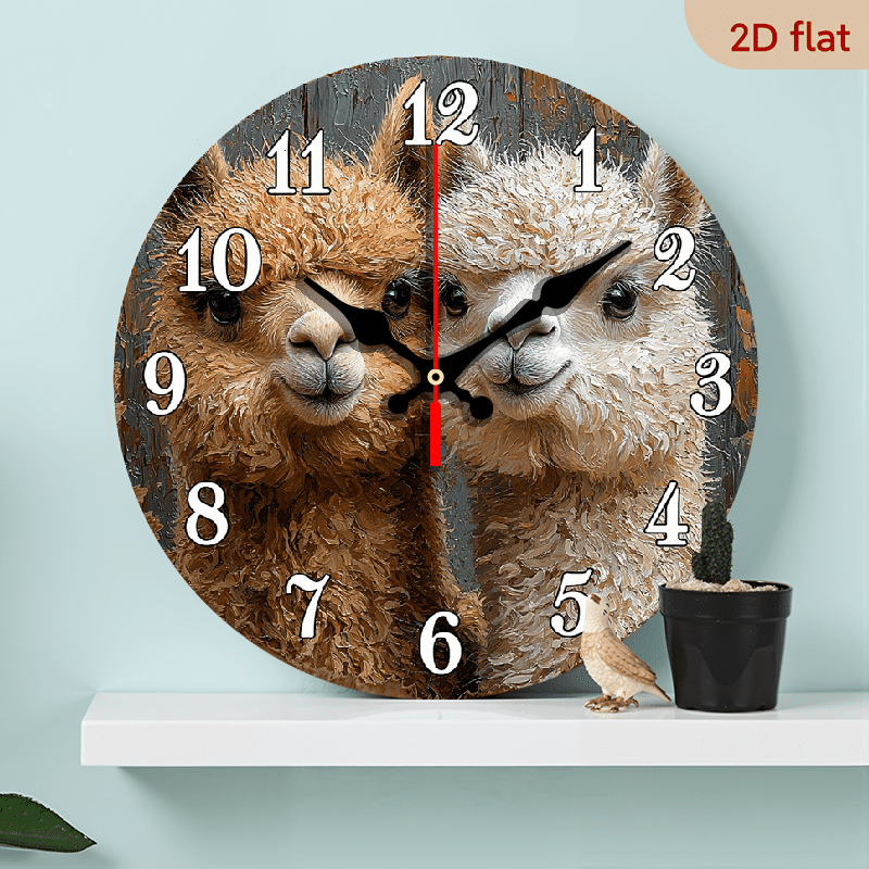 Two alpacas.1 pc wall clock.Accurate timing, frameless design, simple ...