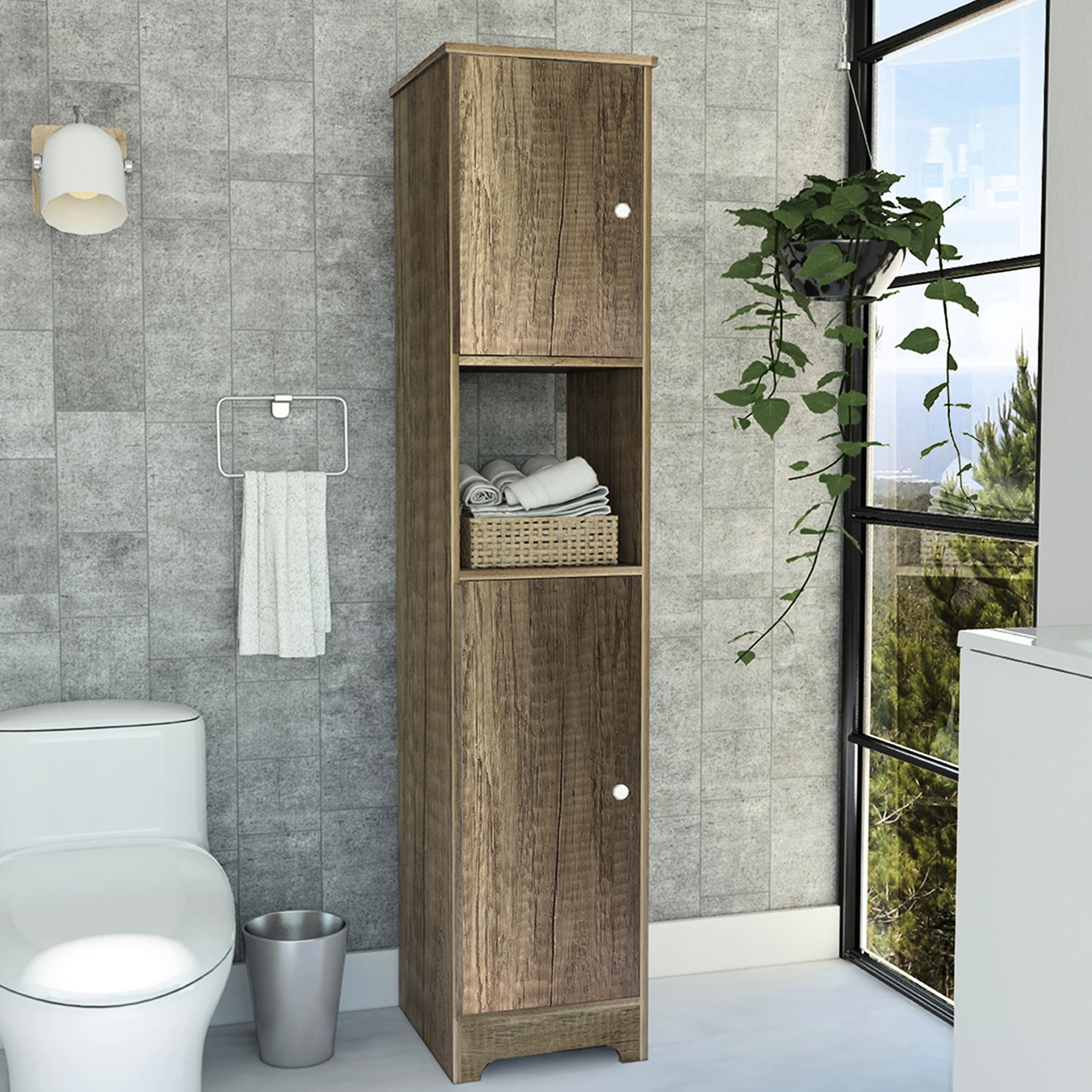 Concealed Interior Shelves, Double Doors - Light Oak Linen Storage ...