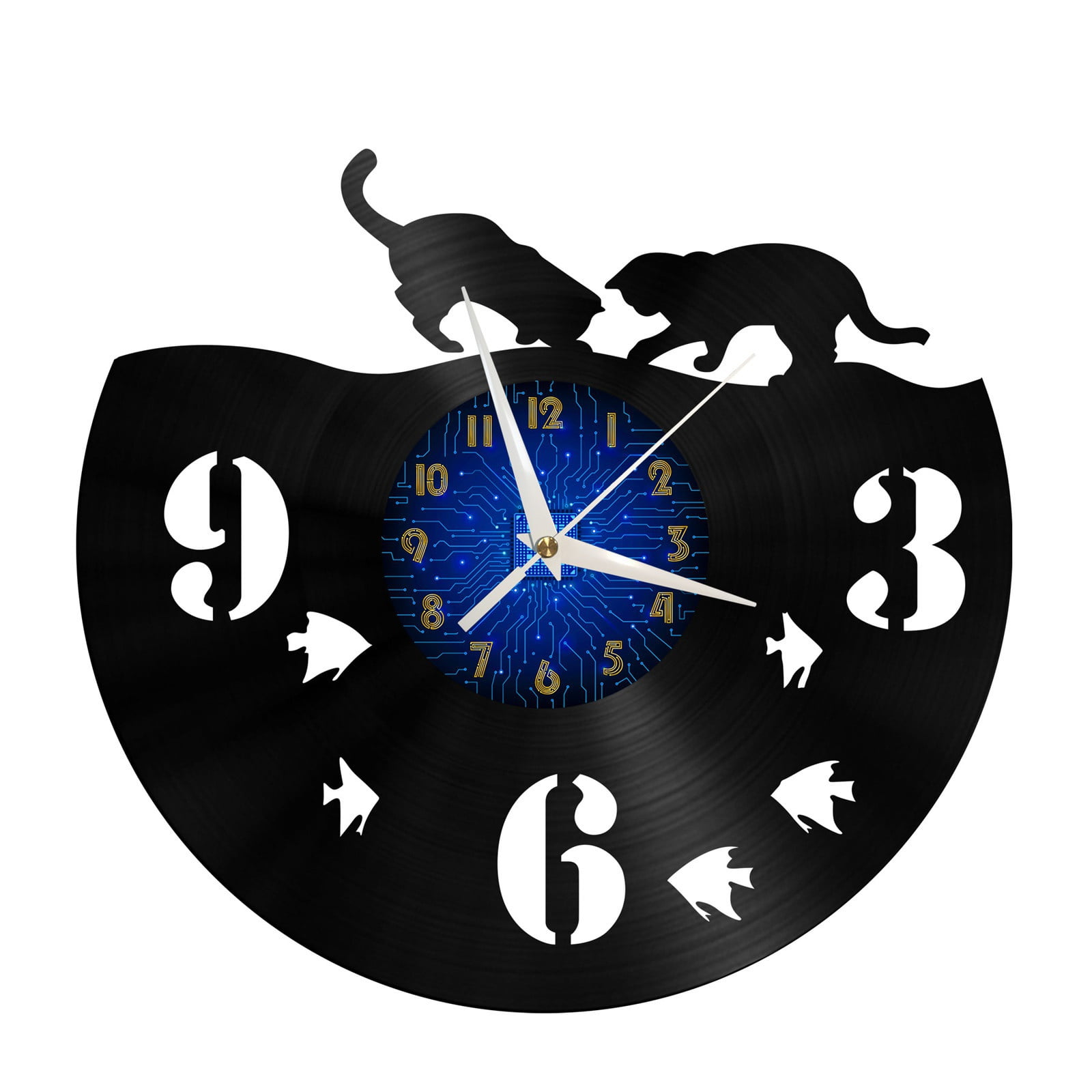 Two cats playing Vinyl Record Wall Clock for Kitchen Wall Decor Wall ...