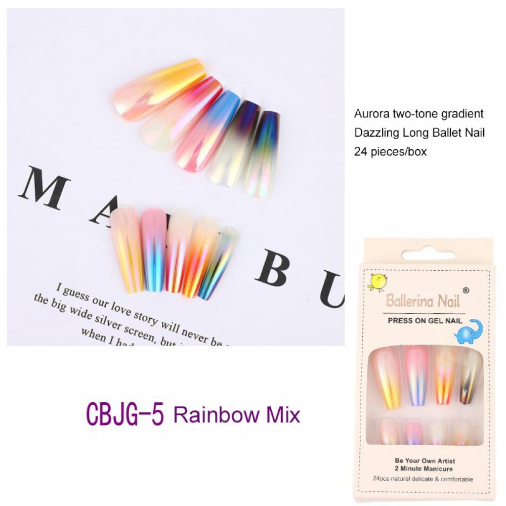 Two-color Gradient Fake Nails Nail Art Patch Finished Wearing Nail Nail ...