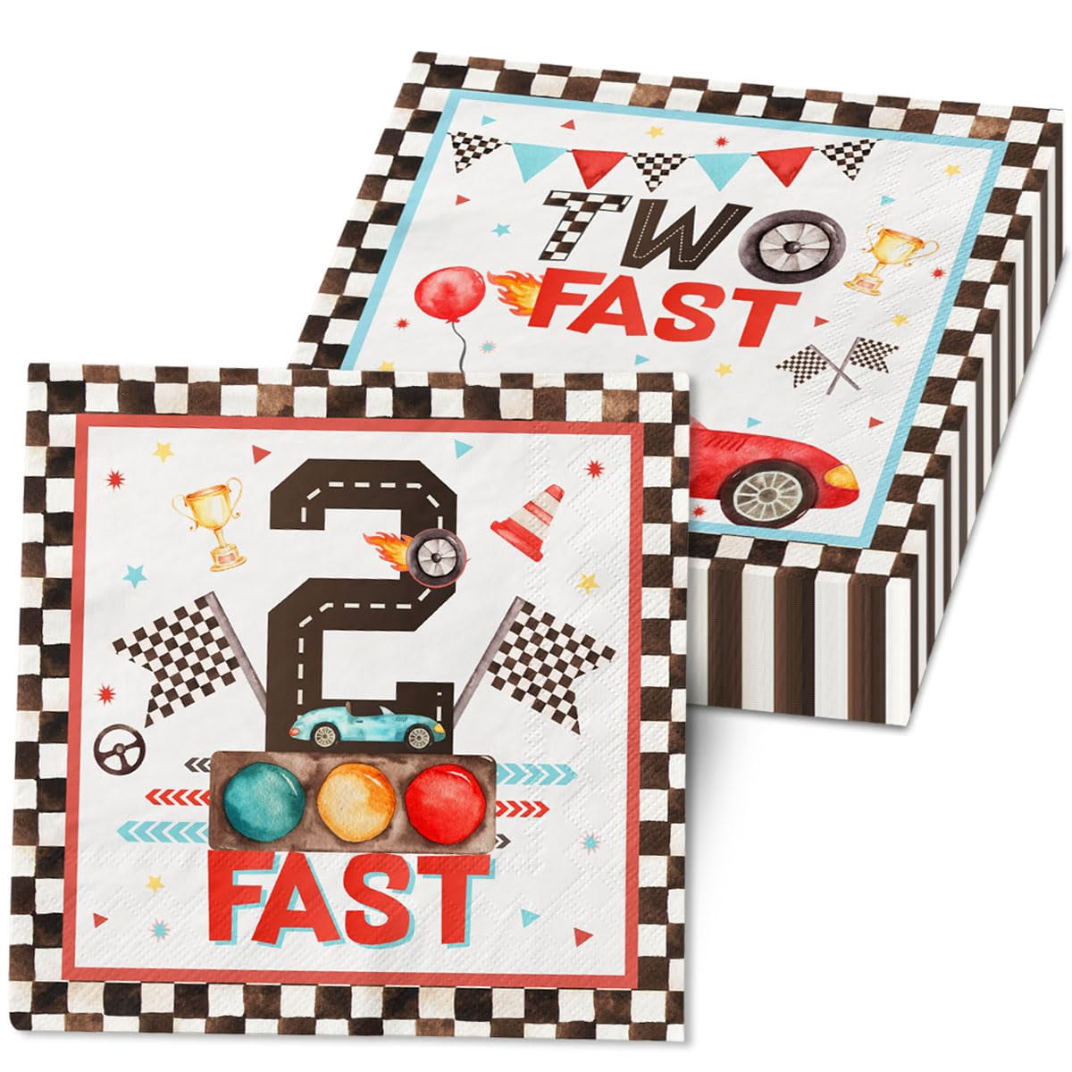 Two fast Birthday Party Napkins,40Pcs Race Car 2nd Birthday Party ...