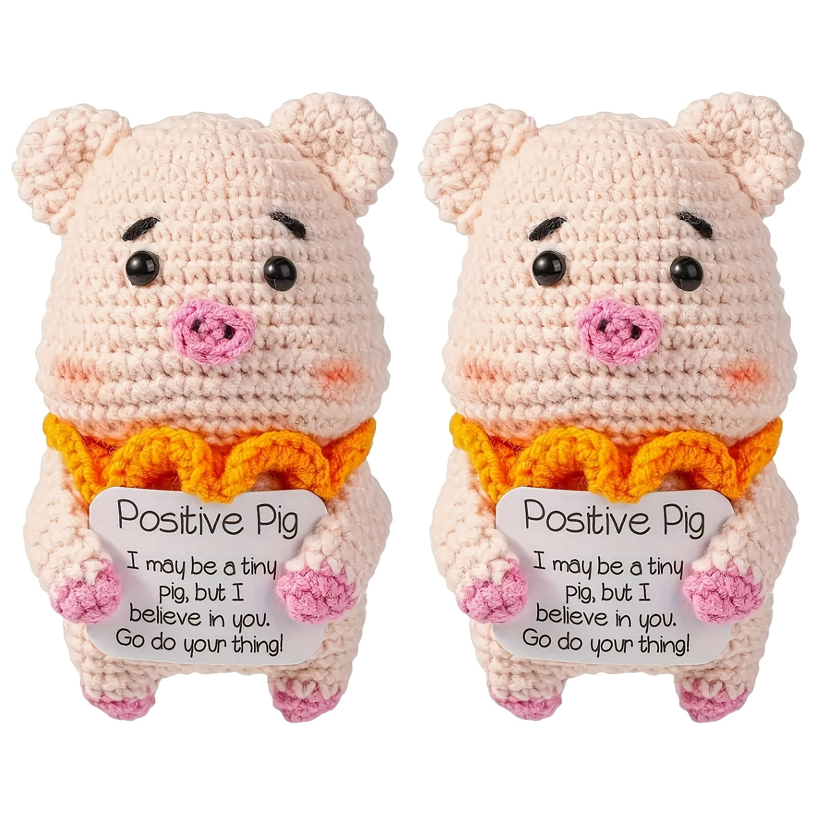 Two front-facing little pigs, hand-crocheted emotional support little ...