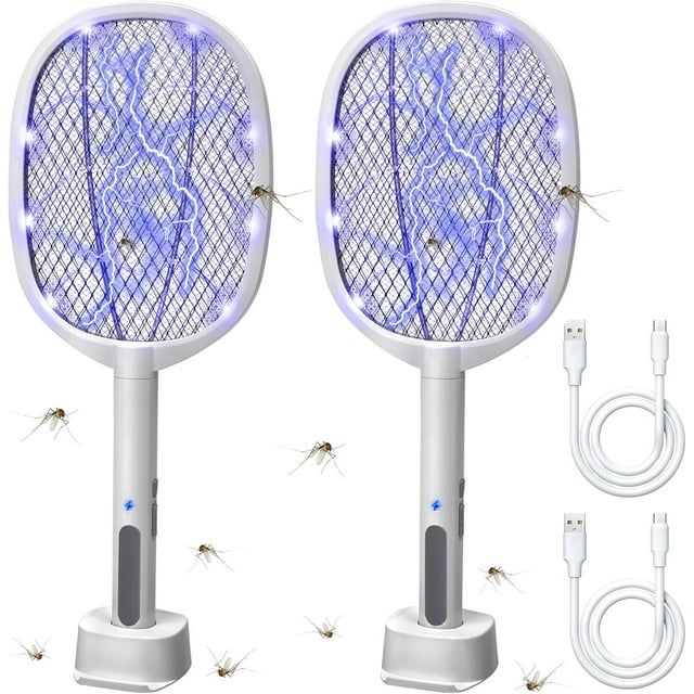 Two-in-one electric mosquito killer rackets, 2 packs of 3000V high ...