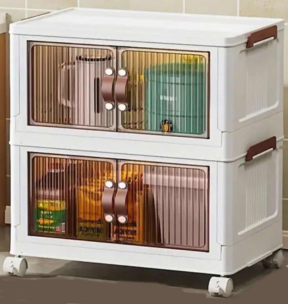 Two-layer plastic storage box-oversized storage box, foldable stacked ...