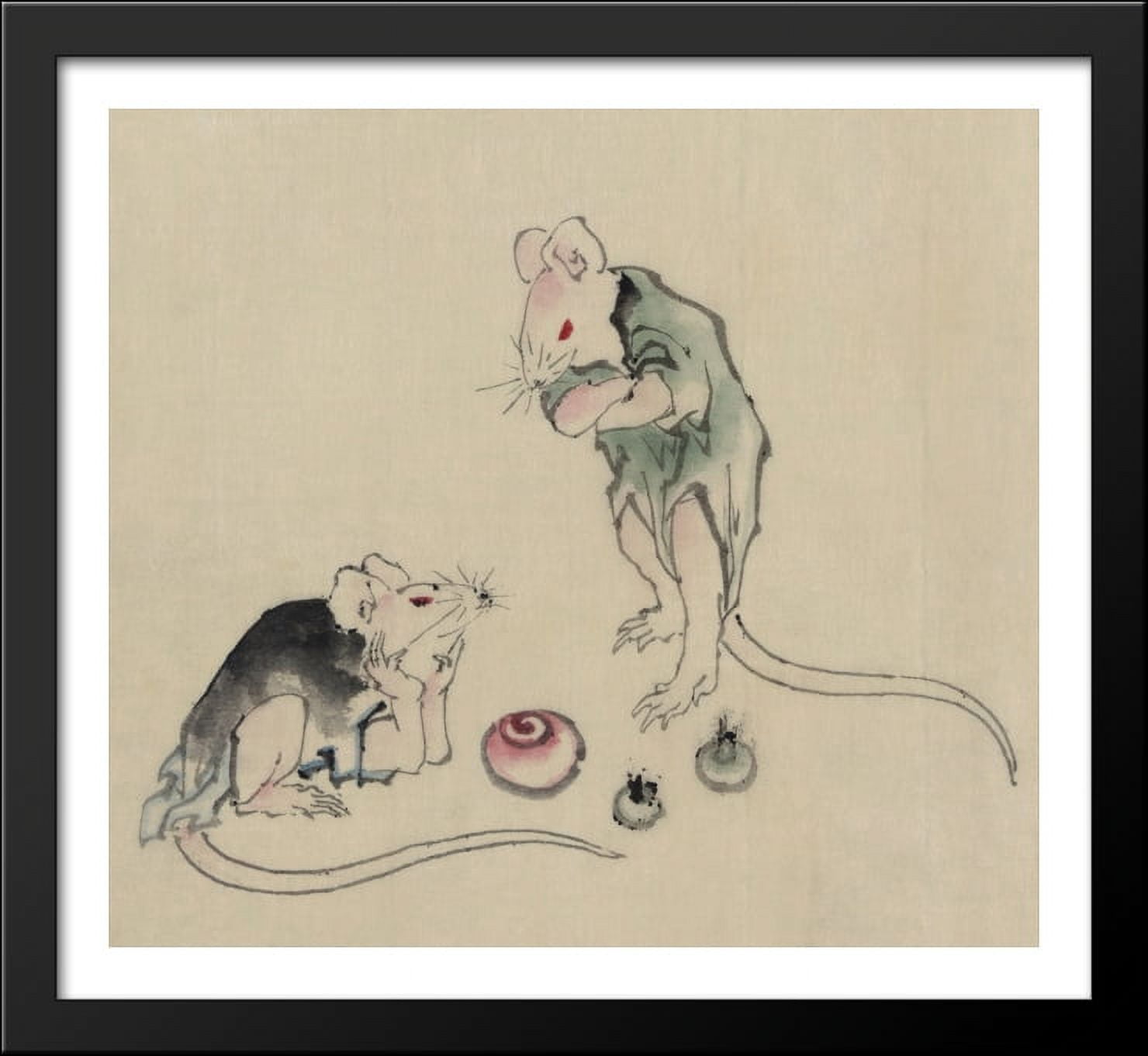 Two mice, one lying on the ground with head resting on forepaws 30x28 ...